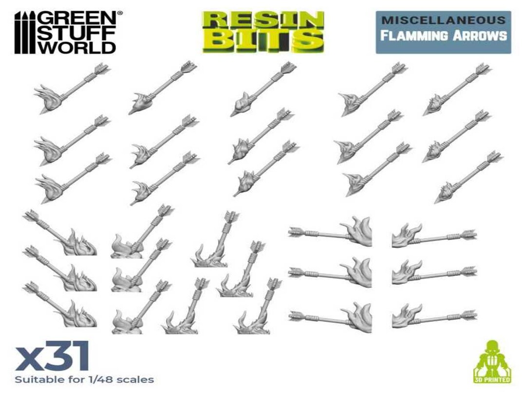 3D Printed Set - Flaming Arrows Compatible With Wargames Wargaming ...