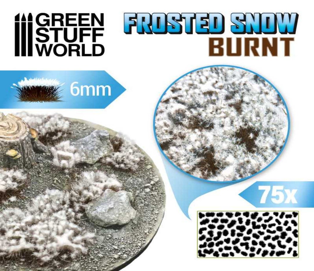Shrubs TUFTS - 6mm FROSTED SNOW - Burnt - Scenery Miniature Diorama ...