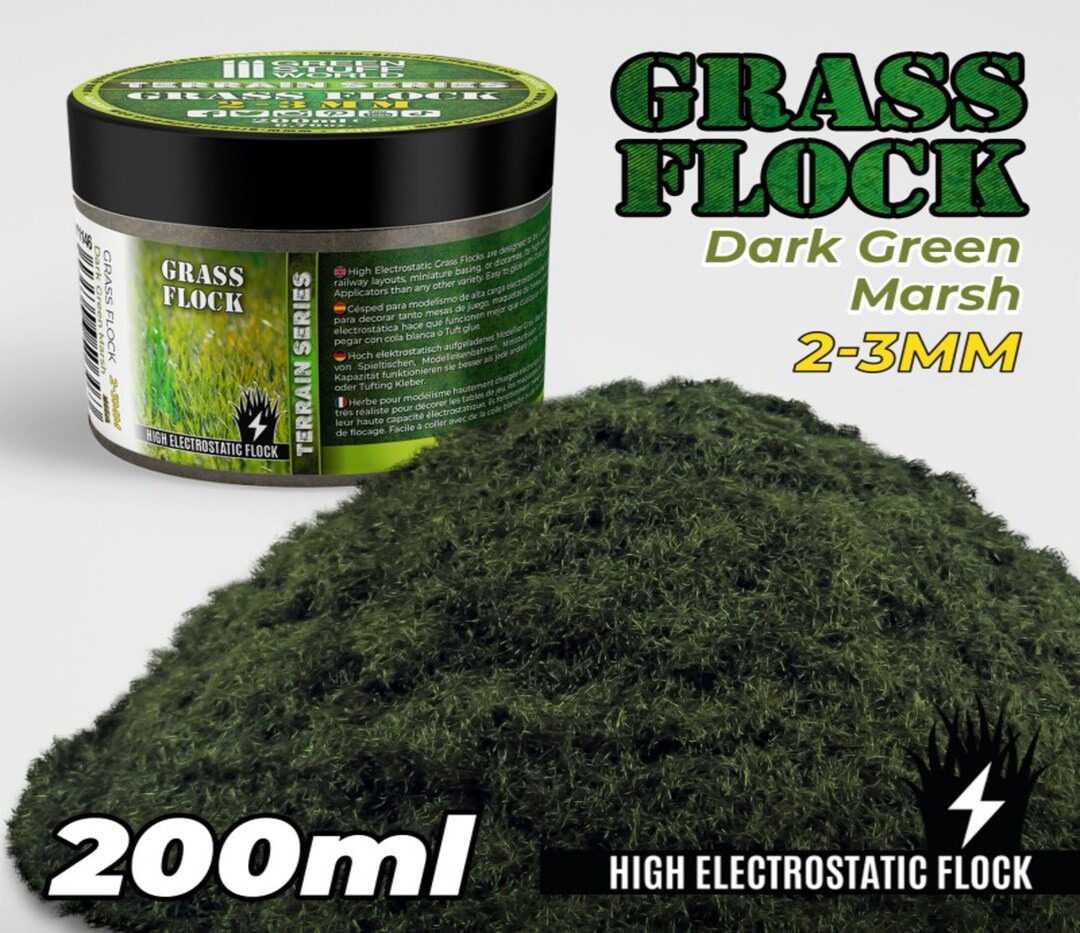 Static Grass Flock 2-3mm - DARK GREEN MARSH - 200 Ml - Modelling ...