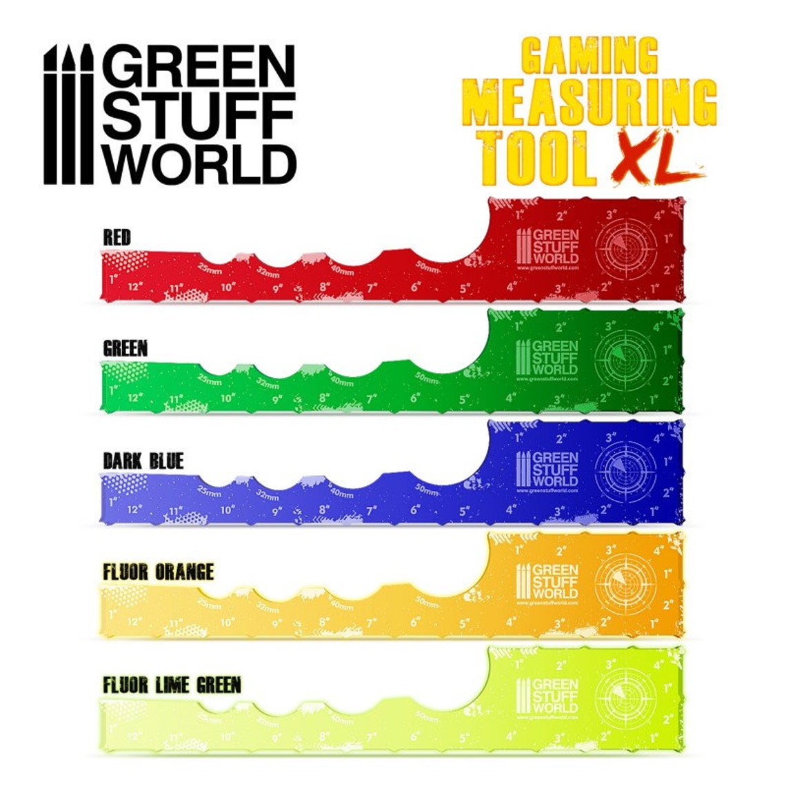 Gaming Measuring Tool - Green 12 Inches - Wargames Ruler Laser Cut ...