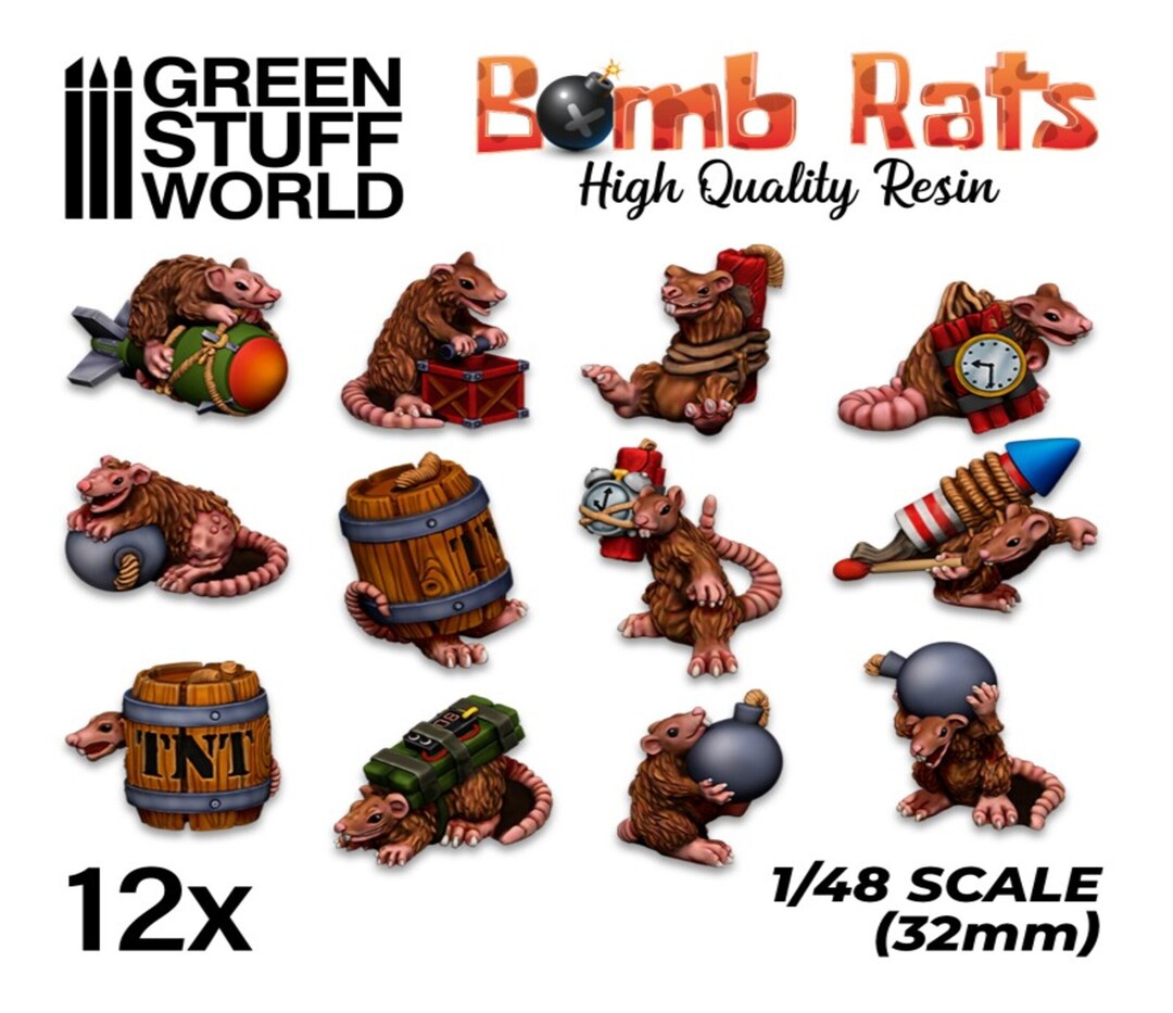 BOMB RATS Resin Set Wargames Miniature Battlefield Warzone Resin Skaven ...