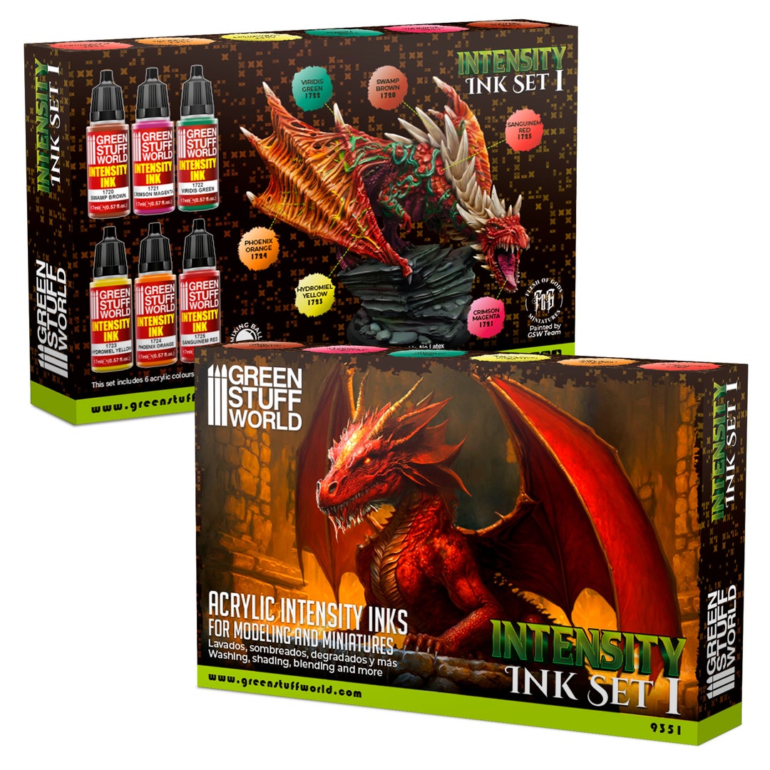 Set 6x Intensity Inks Brush and Airbrush Acrylic Paints Shading Detail ...