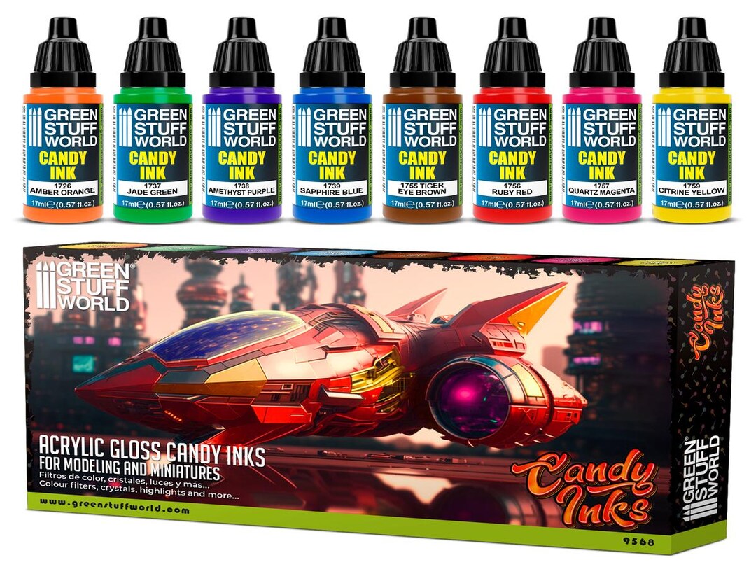 Set 8x Candy Inks Brush Airbrush Acrylic Paints Brilliant Varnish ...