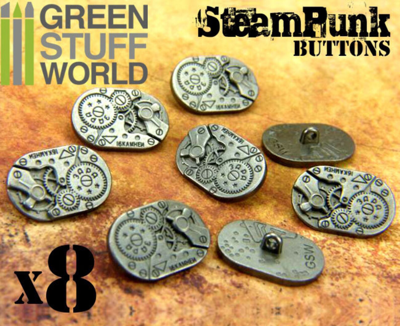 8x Steampunk Oval Buttons WATCH MOVEMENTS Silver Metal | Etsy