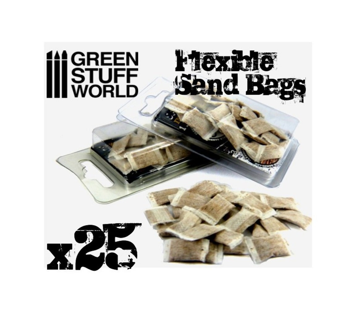 25x Flexible SANDBAGS - Basing Model Sand Bag Trench Tank Armor Juweela ...
