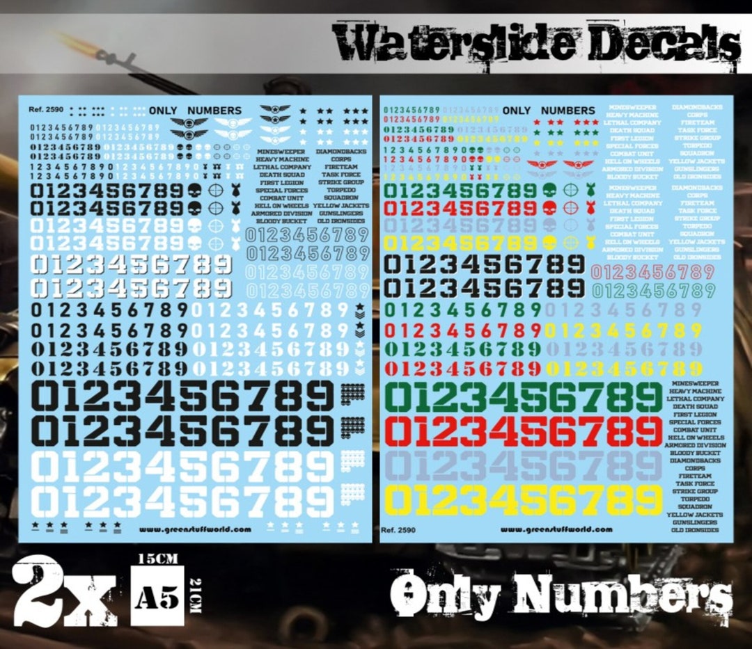 Waterslide Decals - Only Numbers - Water Slide Decals Compatible With ...