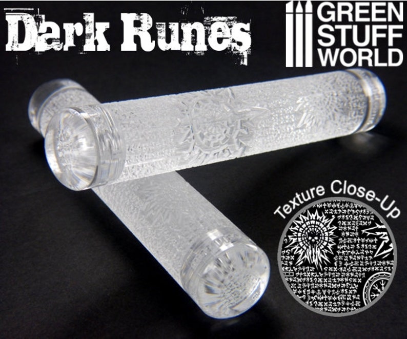 Rolling Pin - DARK RUNES Runes Texture - Create Your Miniature Bases - Compatible With Wargames ...