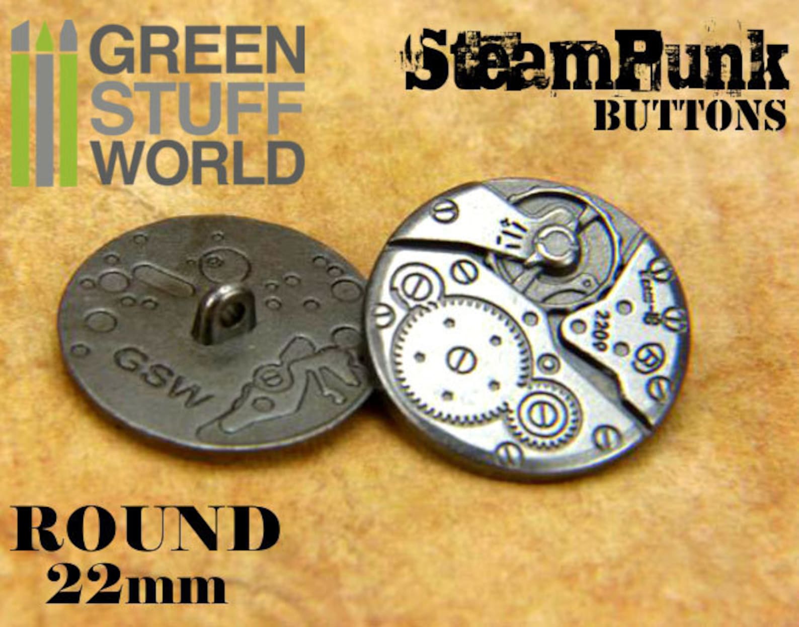 8x Steampunk Buttons WATCH MOVEMENTS - Silver - 7/8" (22mm) - Metal ...