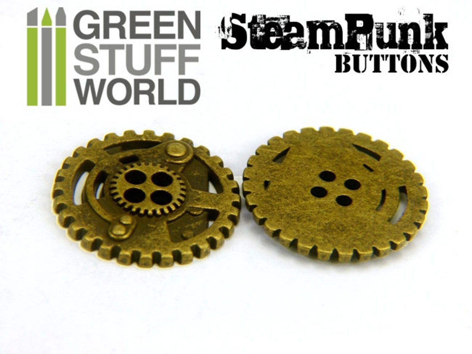 8x Steampunk Buttons SPROCKET GEARS - Antique Gold - 7/8" (22mm ...