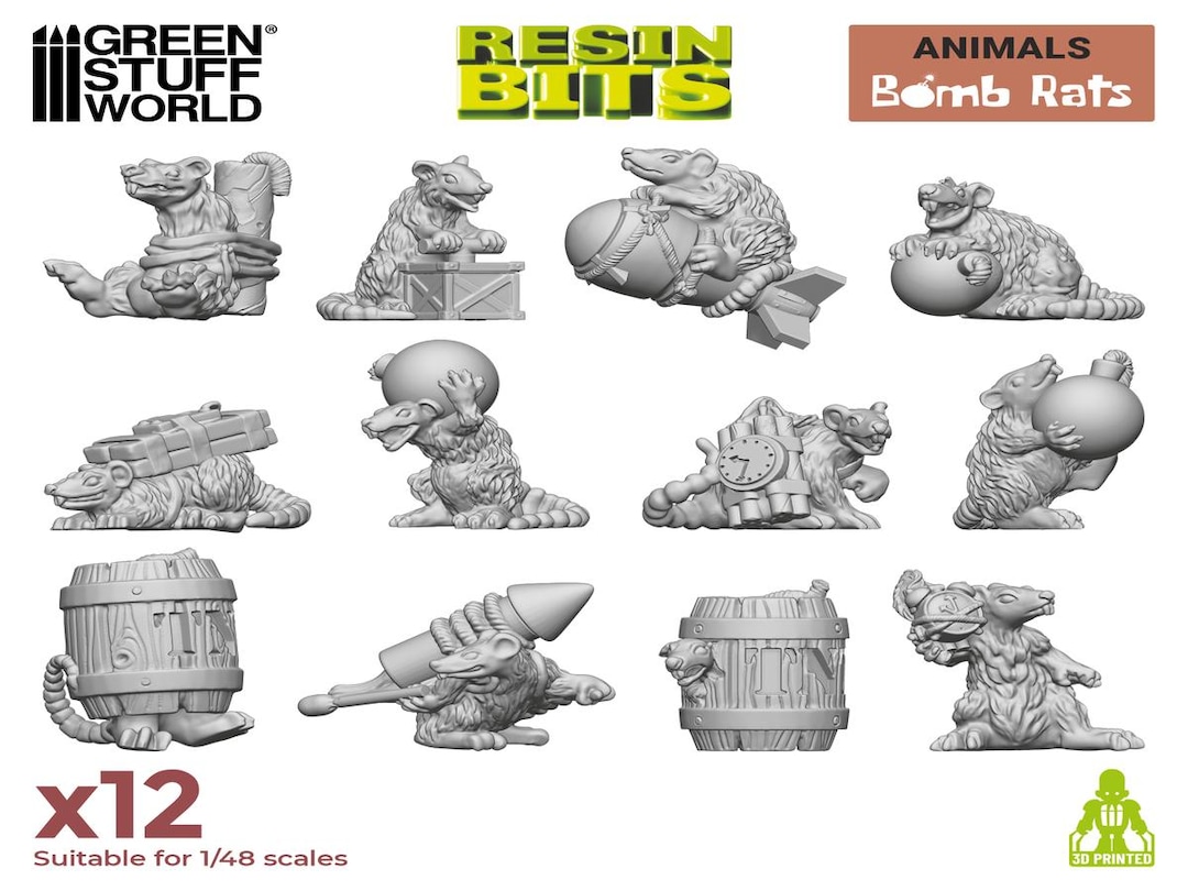 BOMB RATS Resin Set - Wargames Miniature Battlefield Warzone Resin Bomb ...