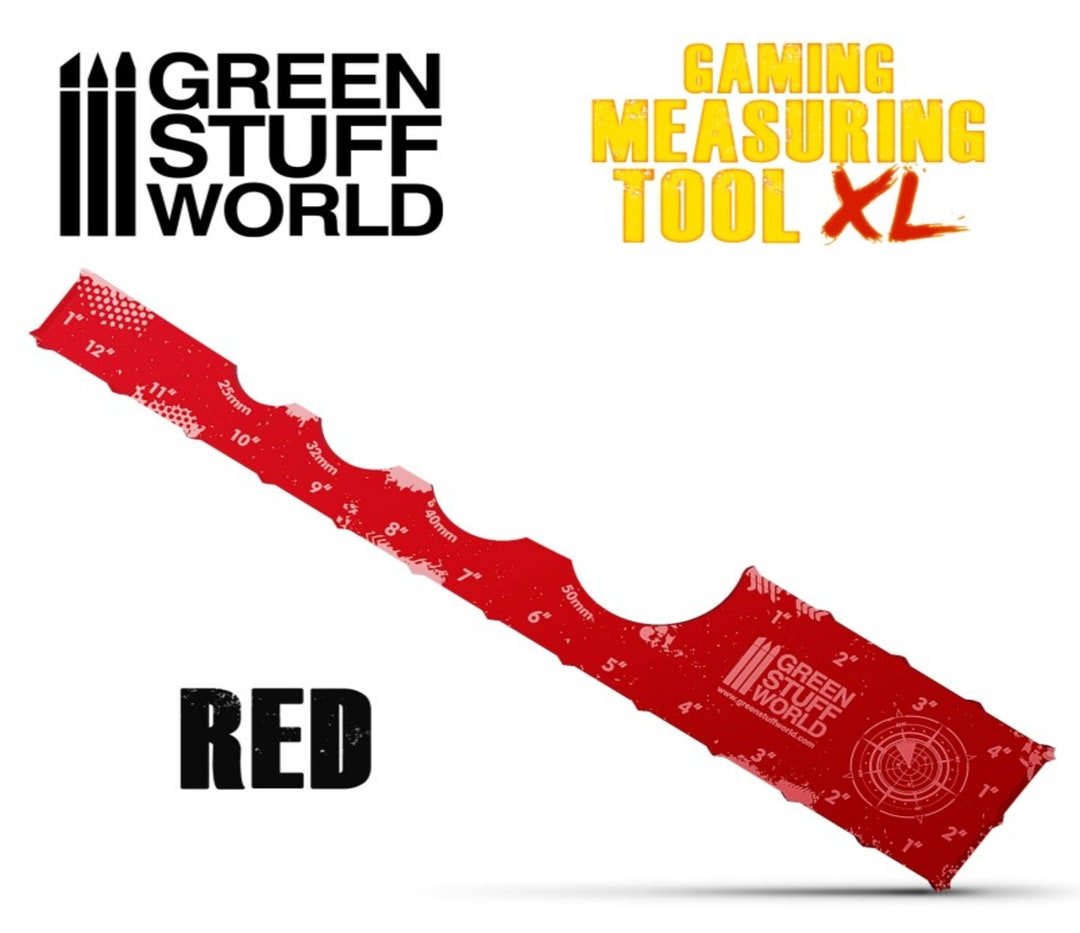 Gaming Measuring Tool - Red 12 Inches - Wargames Ruler Laser Cut ...