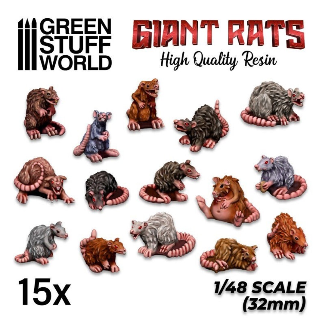 GIANT RATS Resin Set Wargames Miniature Battlefield Warzone Skaven ...