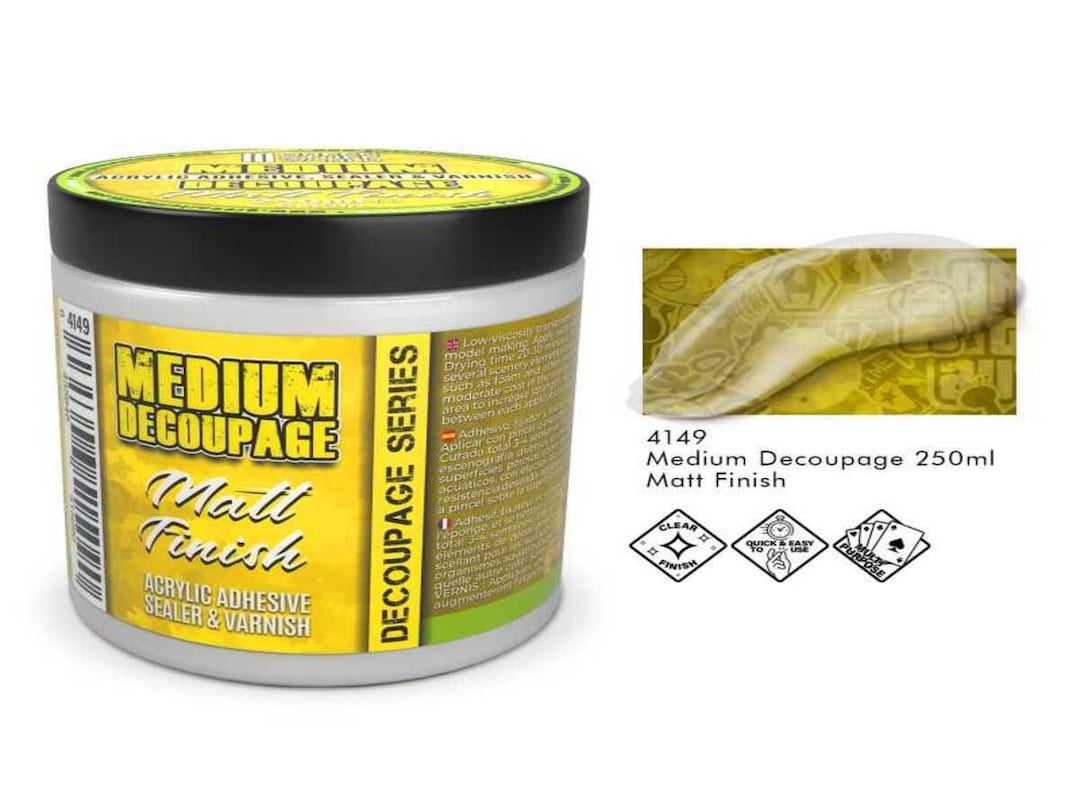 Decoupage Medium Matt 250ml - Acrylic Adhesive, Sealer and Varnish for ...