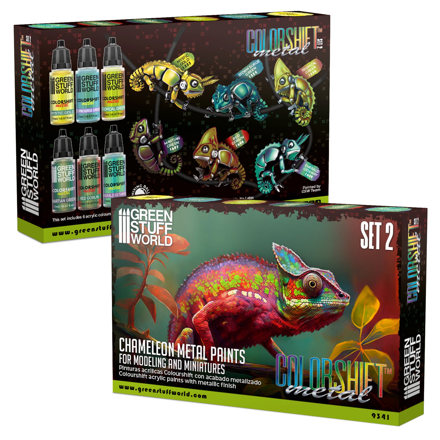 Set 2 Chameleon Paints - Brush and Airbrush Acrylic Color Shift Paints ...
