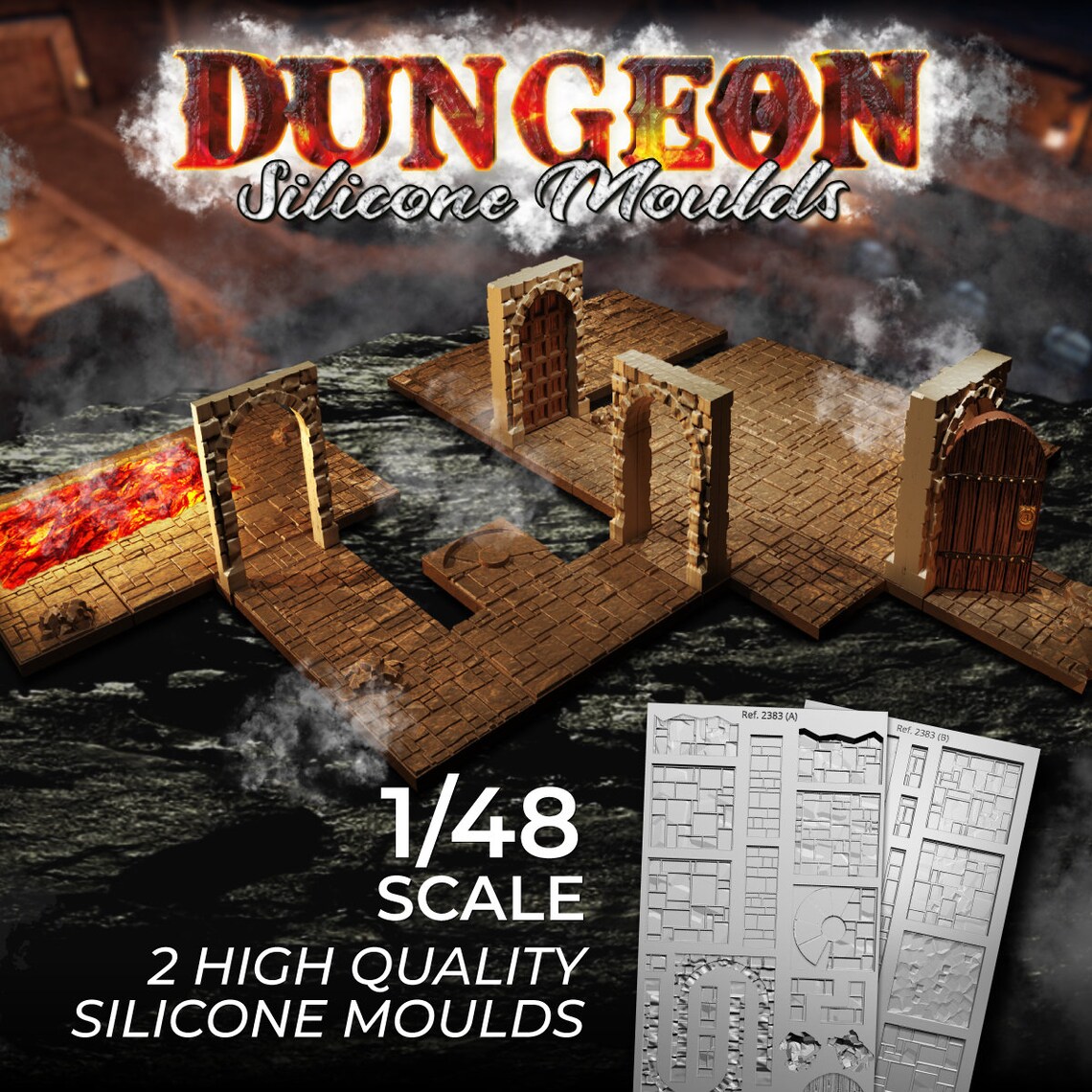 Silicone Moulds - Dungeon - Dnd Wargames Terrain Bases Mat - Doors ...