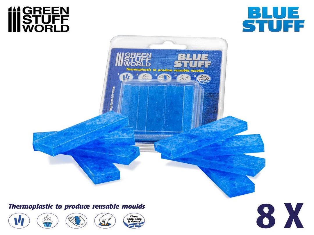 Blue Stuff - 8 Bars - Make Instant Moulds With Water - REUSABLE ...
