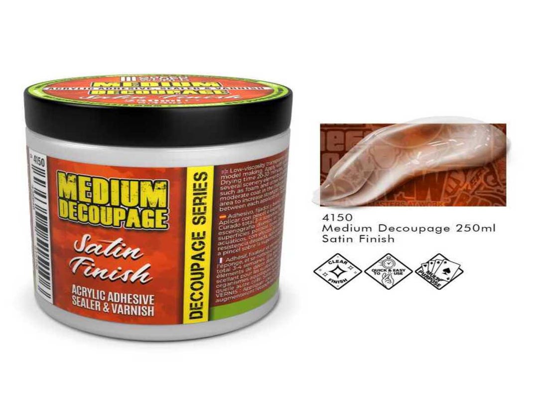 Decoupage Medium Satin 250ml - Acrylic Adhesive, Sealer and Varnish for ...