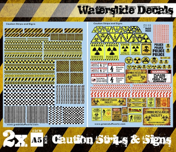 Waterslide Decals Caution Strips and Signs Paint Effect - Etsy