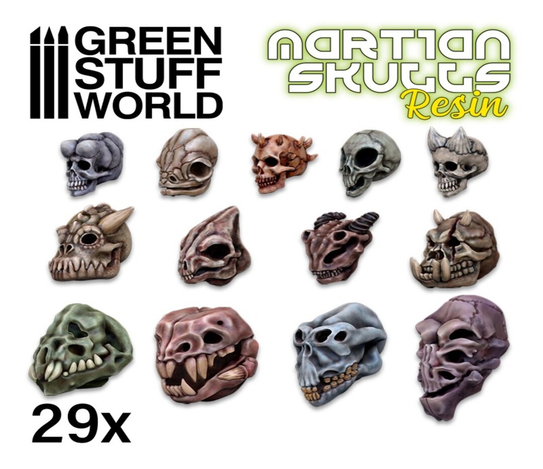 29x ALIEN Skulls Resin Set Resin Decoration Scenery Compatible With ...