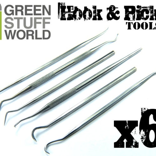 6x HOOK & PICK Sculpting Tools Dental Probe Scaler Green | Etsy