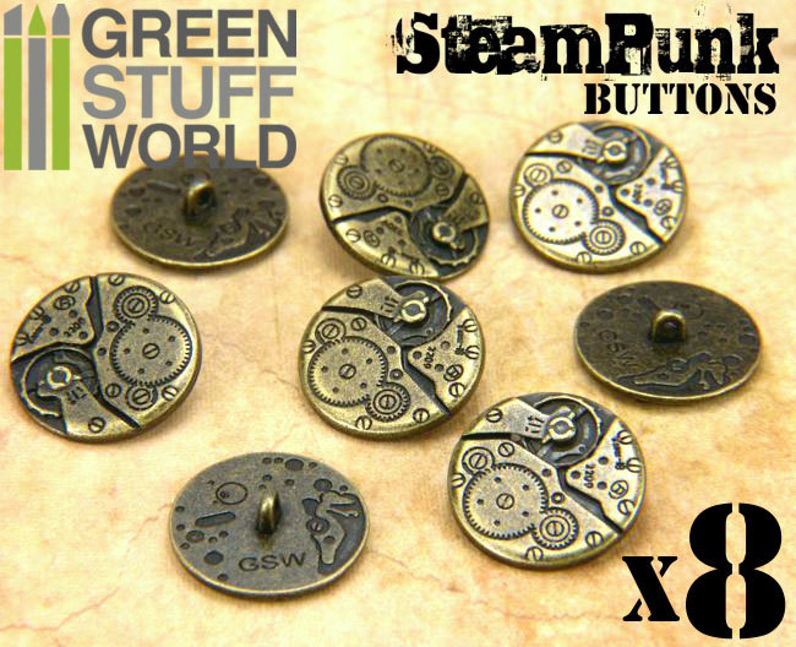 8x Steampunk Buttons WATCH MOVEMENTS Bronze 7/8 | Etsy