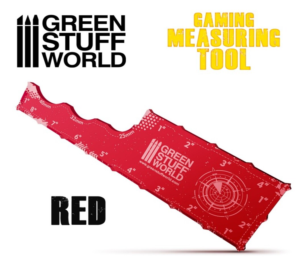 Gaming Measuring Tool 8 Inches - Red - Wargames Ruler Laser Cut ...