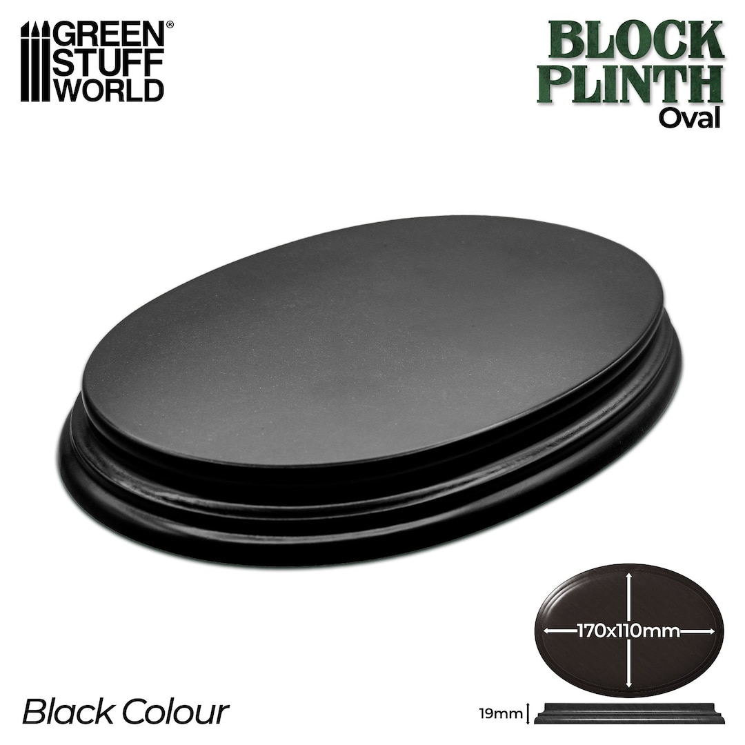 OVAL DISPLAY PLINTH 17x11 Cm Black - Base Figures Miniatures Scenery ...