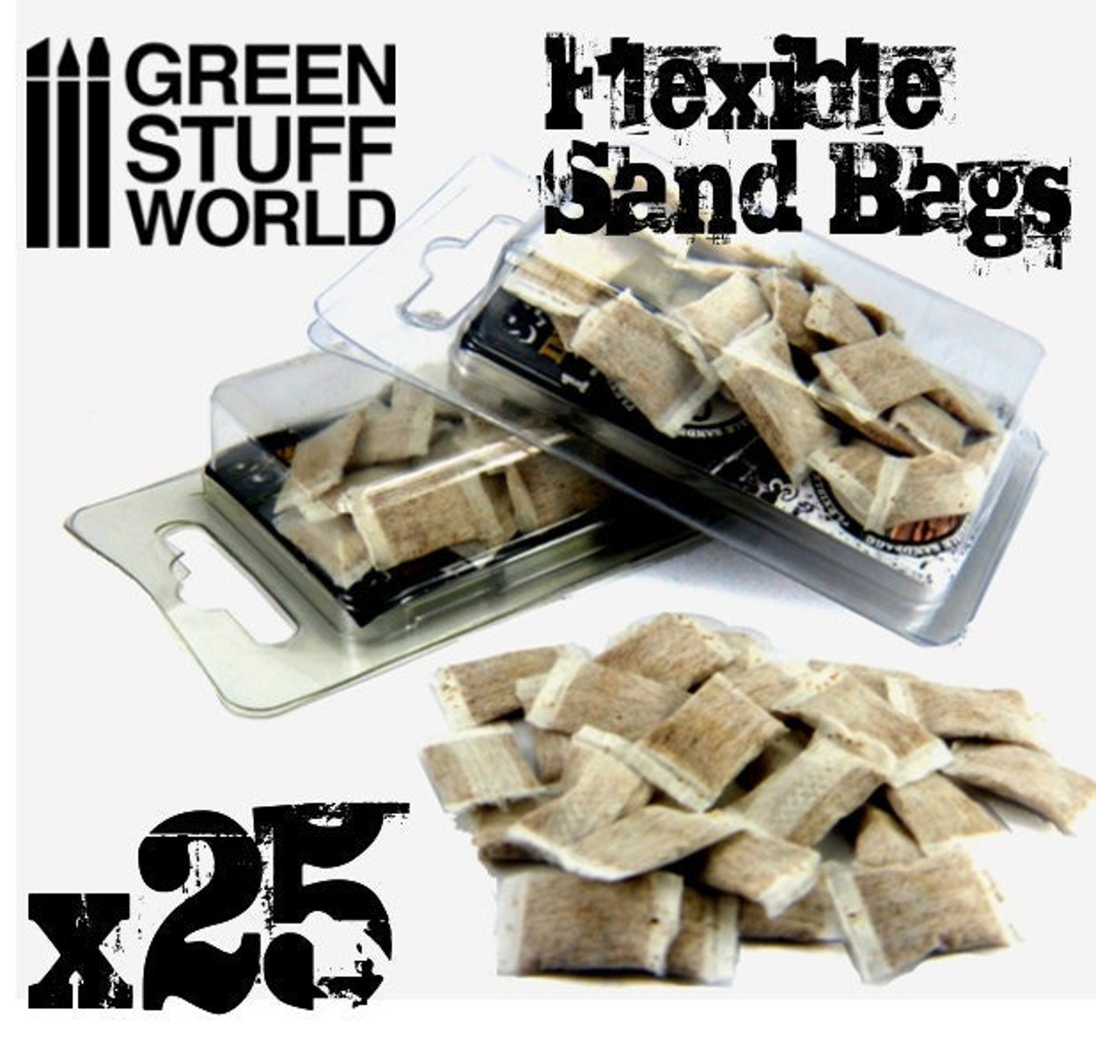 25x Flexible SANDBAGS - Basing Model Sand Bag Trench Tank Armor Juweela ...