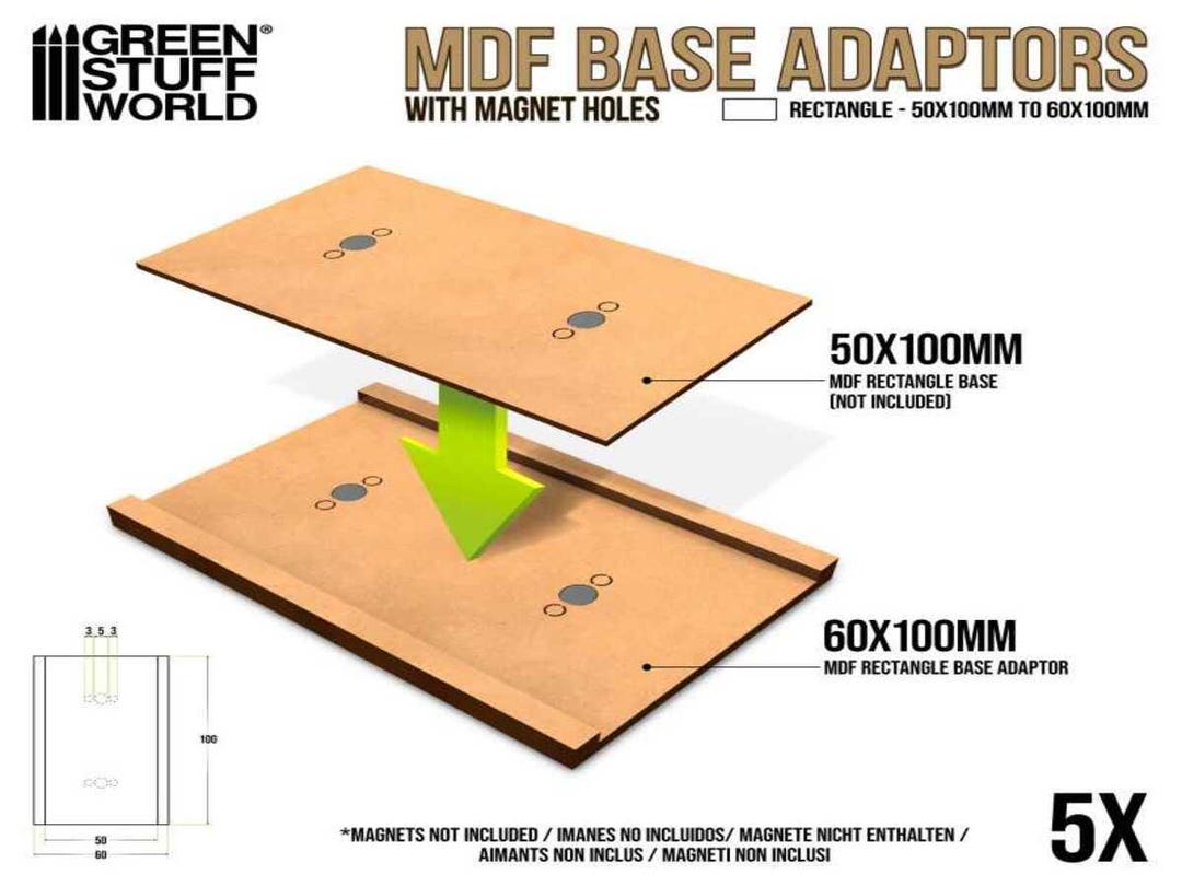 MDF Base Adapter - Rectangular 50x100mm to 60x100mm - Compatible With ...