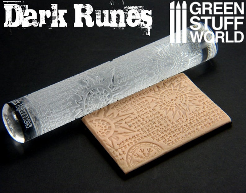 Rolling Pin - DARK RUNES Runes Texture - Create Your Miniature Bases - Compatible With Wargames ...