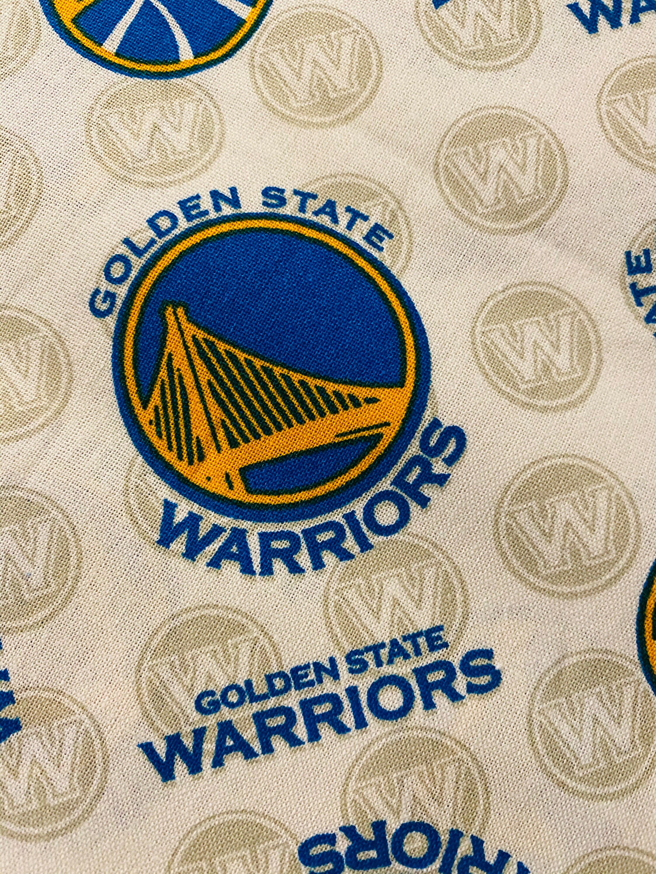 100% Cotton Mask Quilting Fabric NBA Golden State Warriors Blue Yellow ...