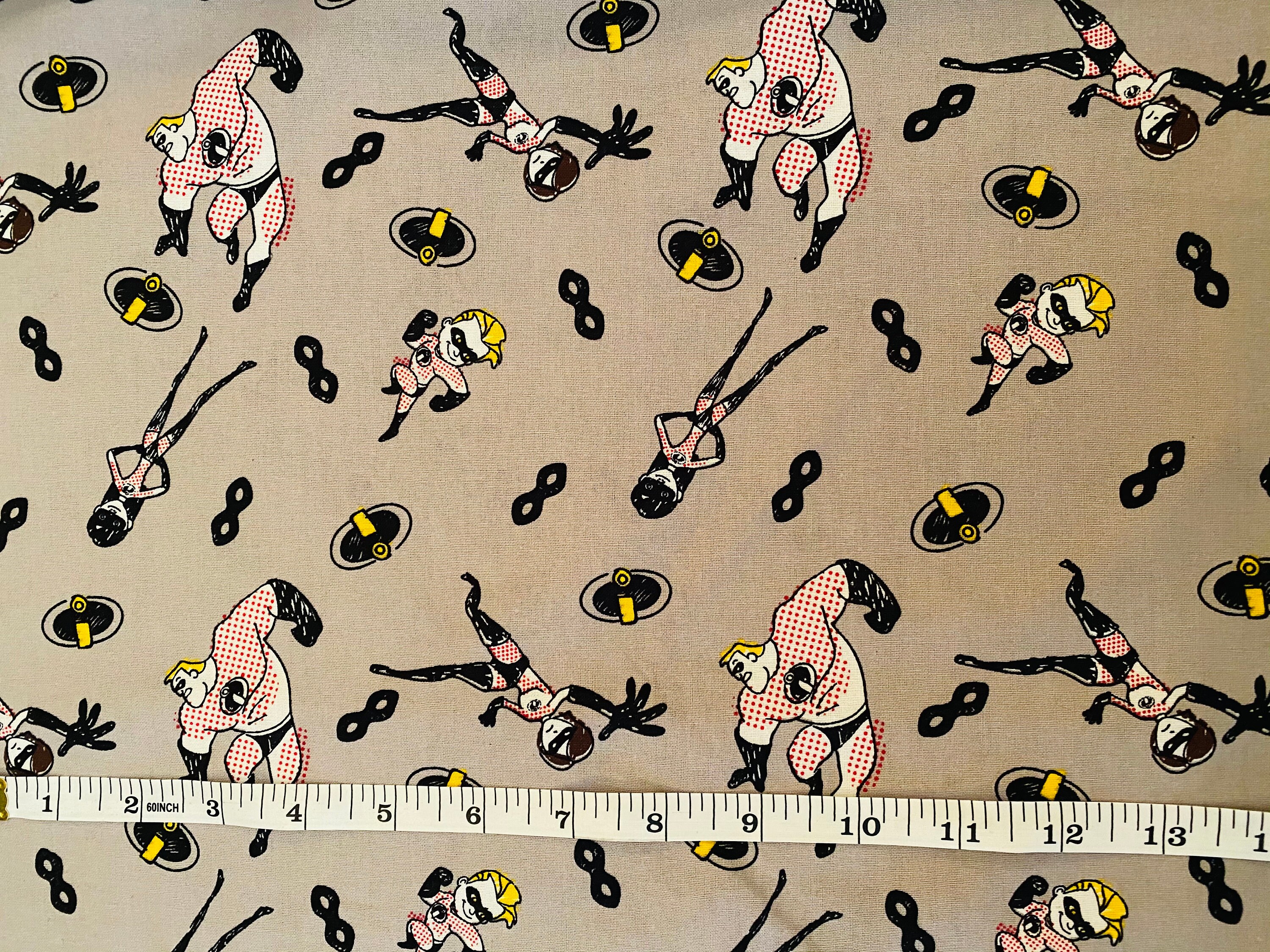 100% Cotton Mask Quilting Fabric the Incredibles and Mask Family Gray ...