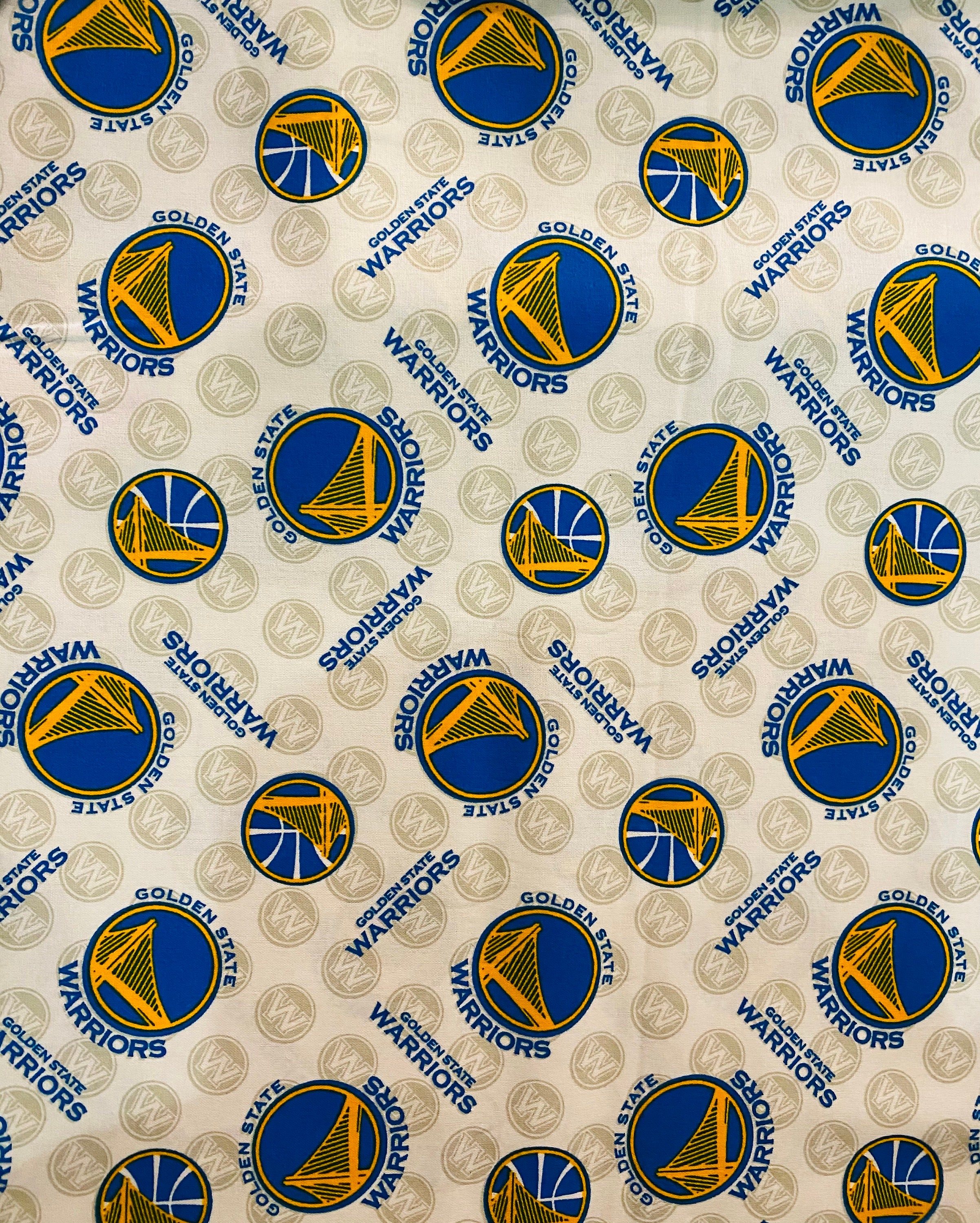 100% Cotton Mask Quilting Fabric NBA Golden State Warriors Blue Yellow ...