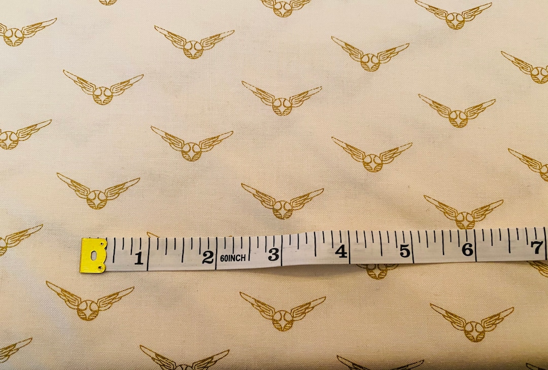 100% Cotton NEW Harry Potter Golden Snitch Metallic Gold Mask Quilting ...