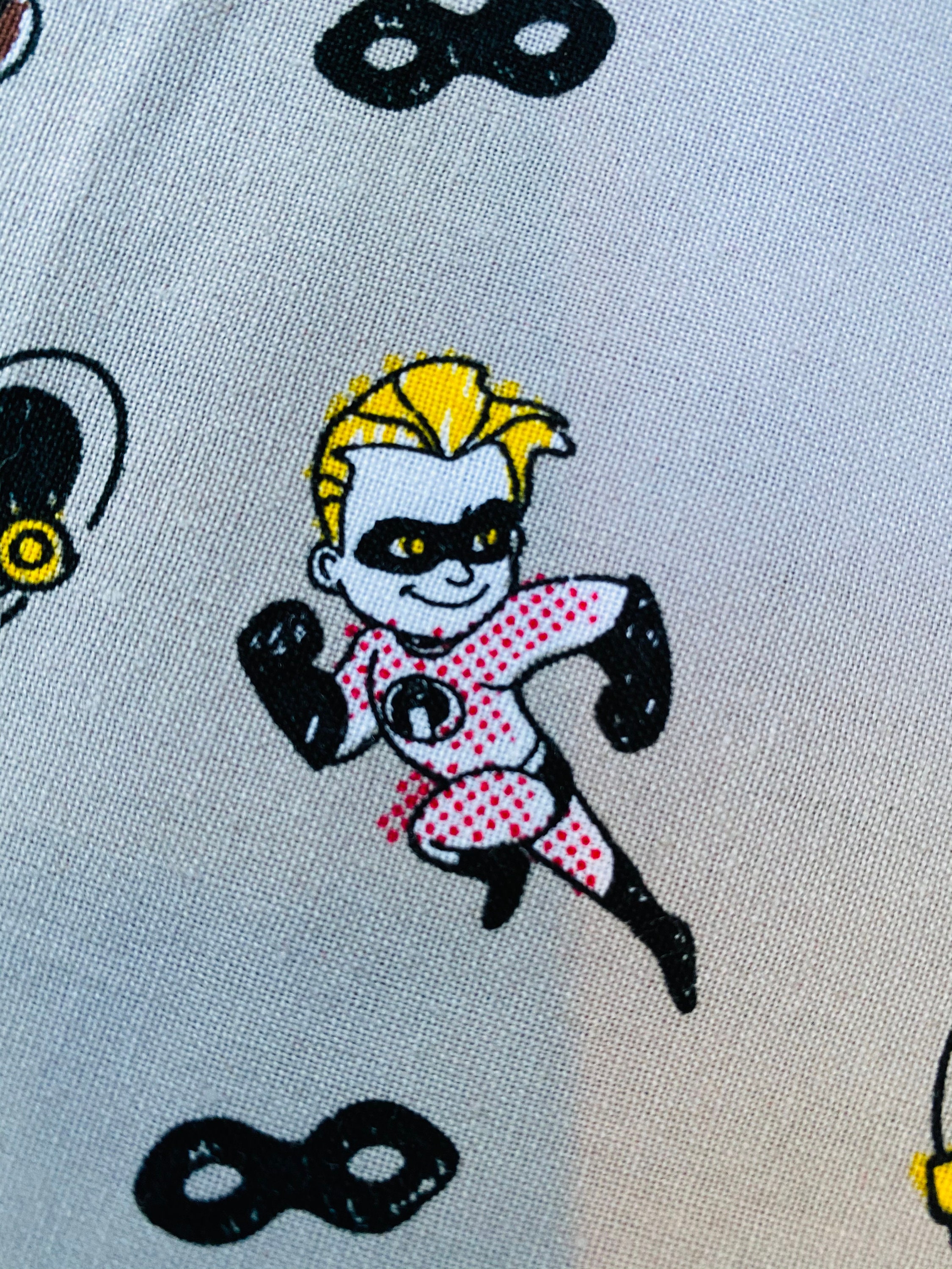 100% Cotton Mask Quilting Fabric the Incredibles and Mask Family Gray ...