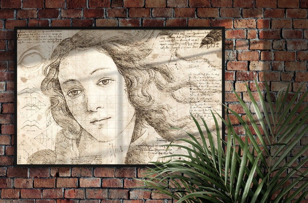 Da Vinci Style Poster, Printable Graphic, Venus Face Botticelli Poster ...