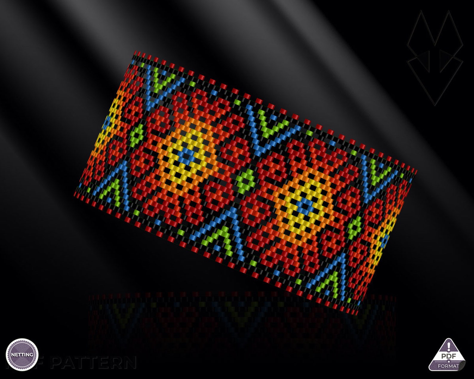 Netting Pattern Summer Flowers Huichol Bracelet Pattern - Etsy