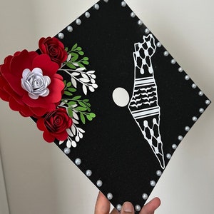 Gradcap Topper | Palestinian Graduation Cap | Floral & Olive Branches ...