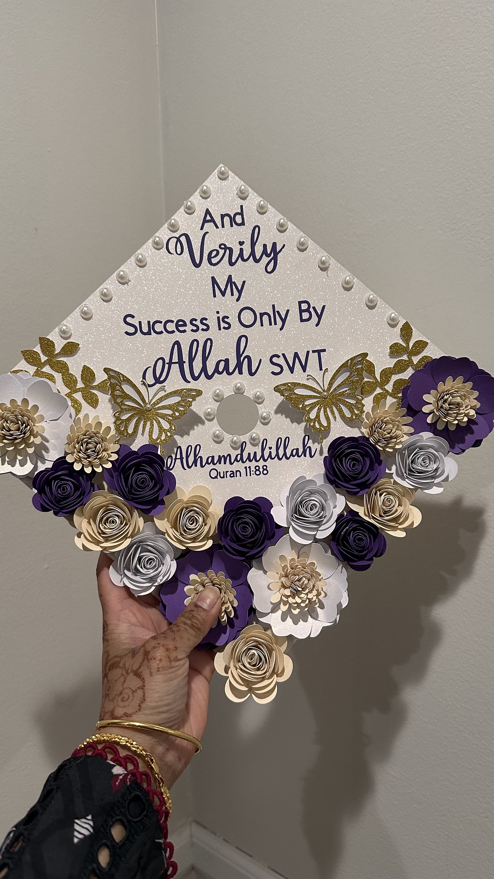 My Success is by Allah Graduation Cap Topper Graduation Paper Flowers ...