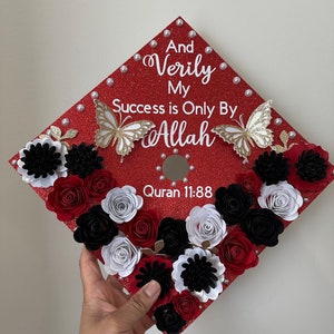 Floral Islamic Graduation Cap Topper: 'my Success is by Allah' Design ...