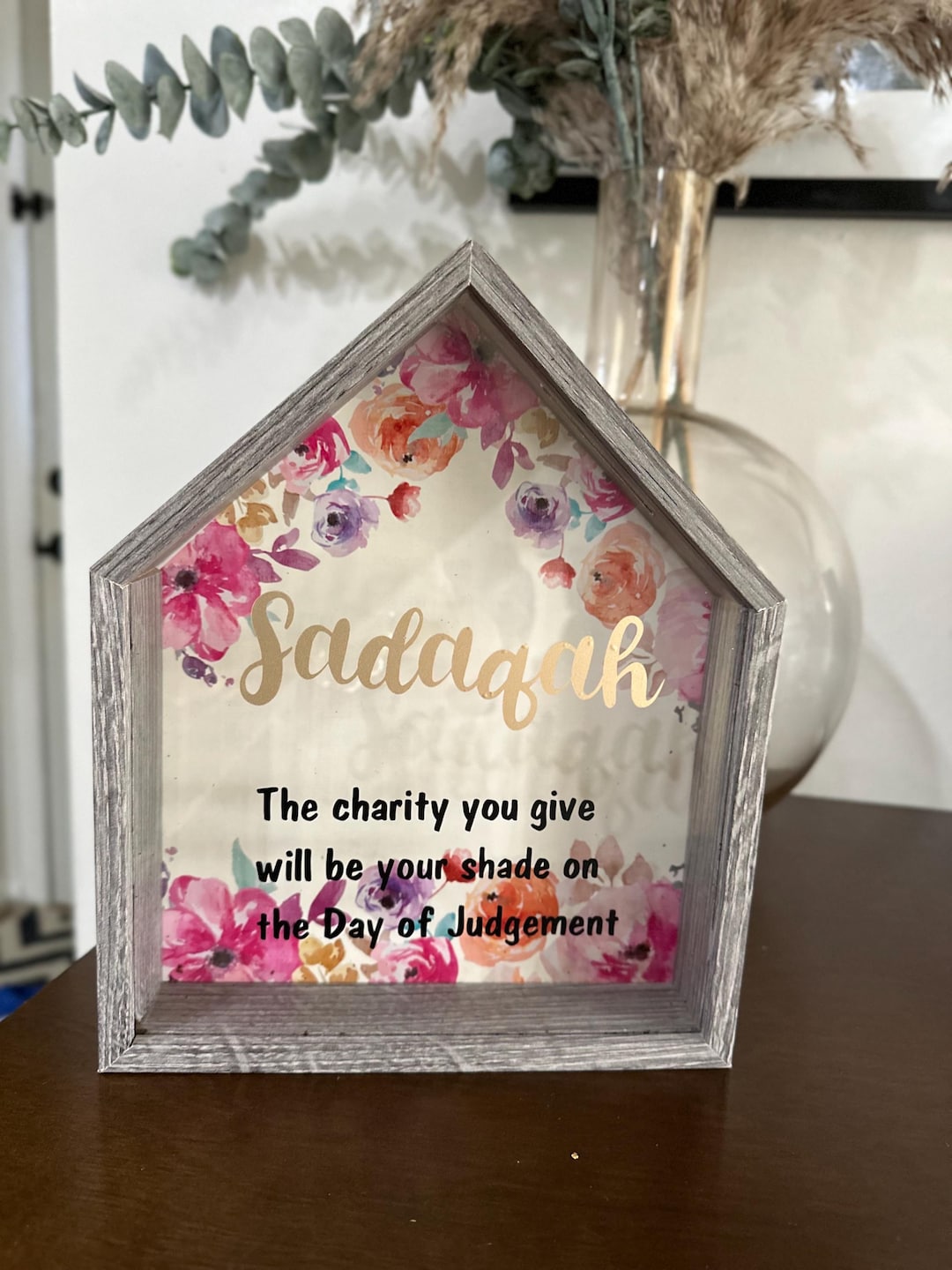 Floral Rustic Sadaqah Box Fund Box Sadaqah Box Islamic Gift Piggy Bank ...