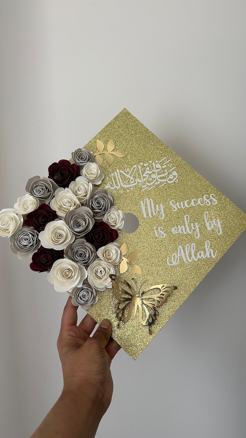 Islamic Graduation Cap Topper: Paper Flowers, Custom Floral Design - Etsy