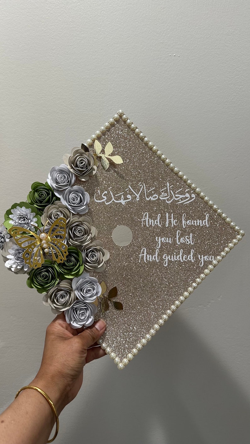 Islamic Graduation Cap Topper: Paper Flowers, Custom Floral Design - Etsy