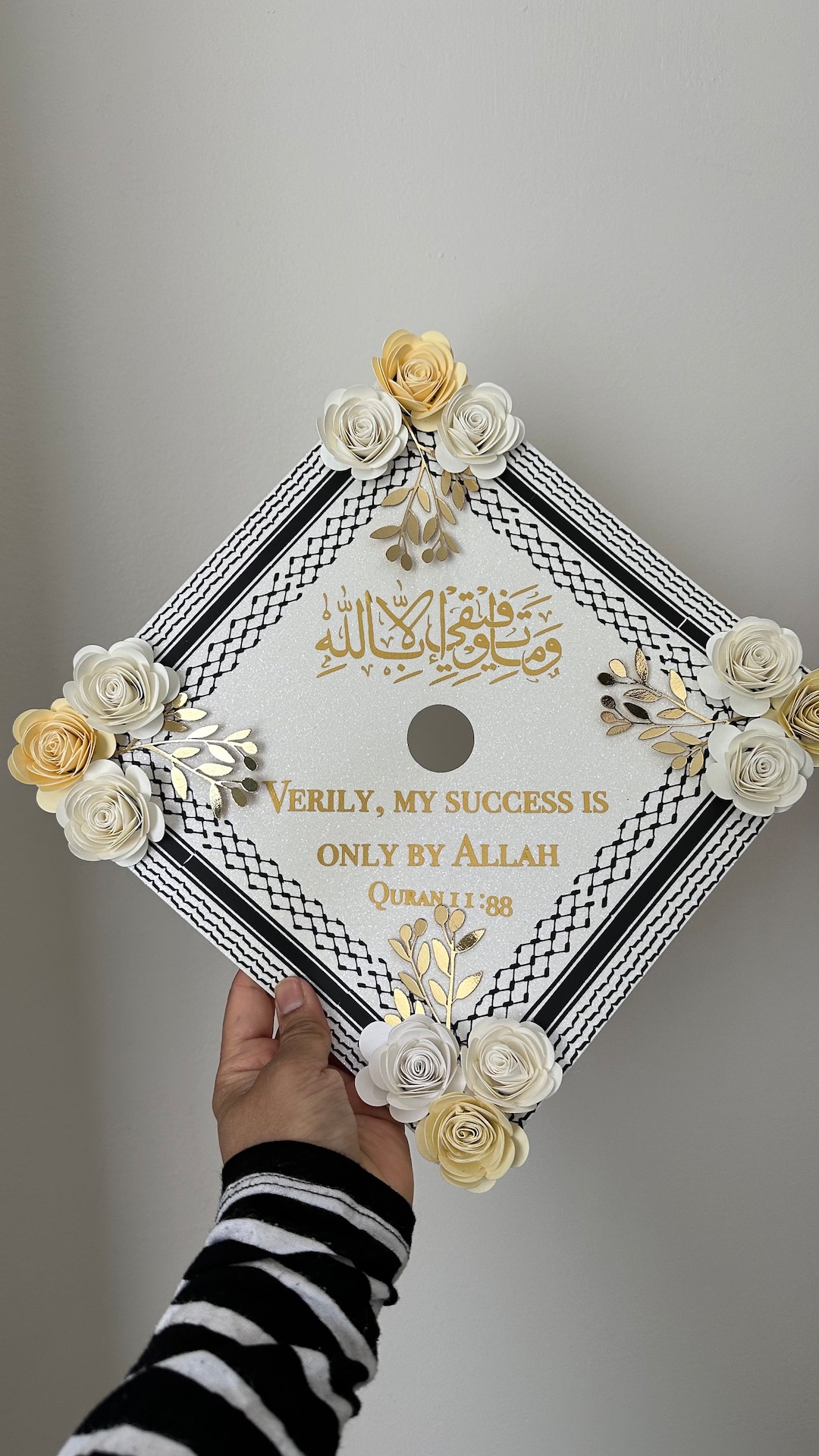 Custom Grad Cap Topper | Palestinian Graduation Cap | Floral & Olive ...