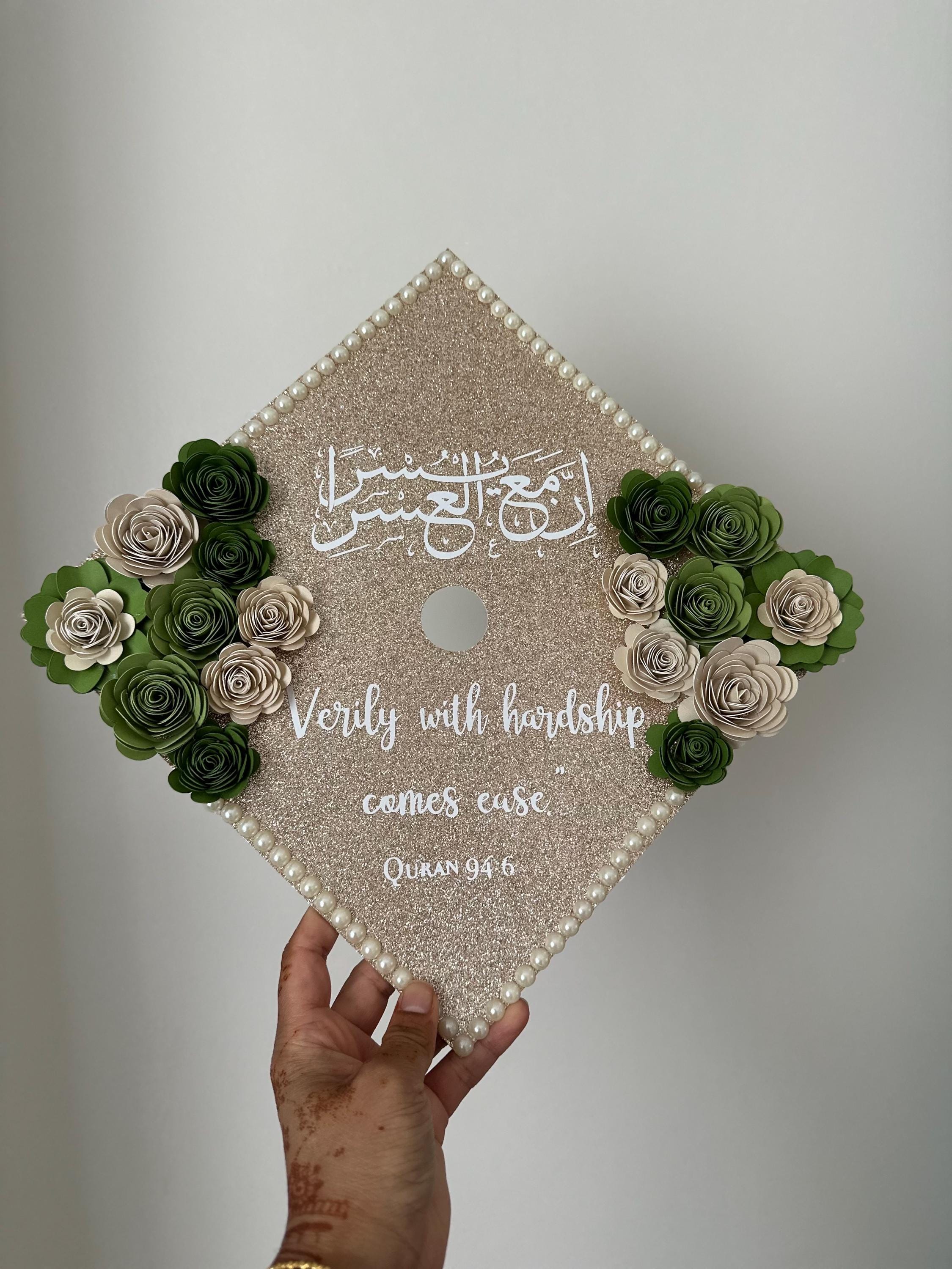 Custom Islamic Graduation Cap Topper: Pearl Border & Floral Design - Etsy