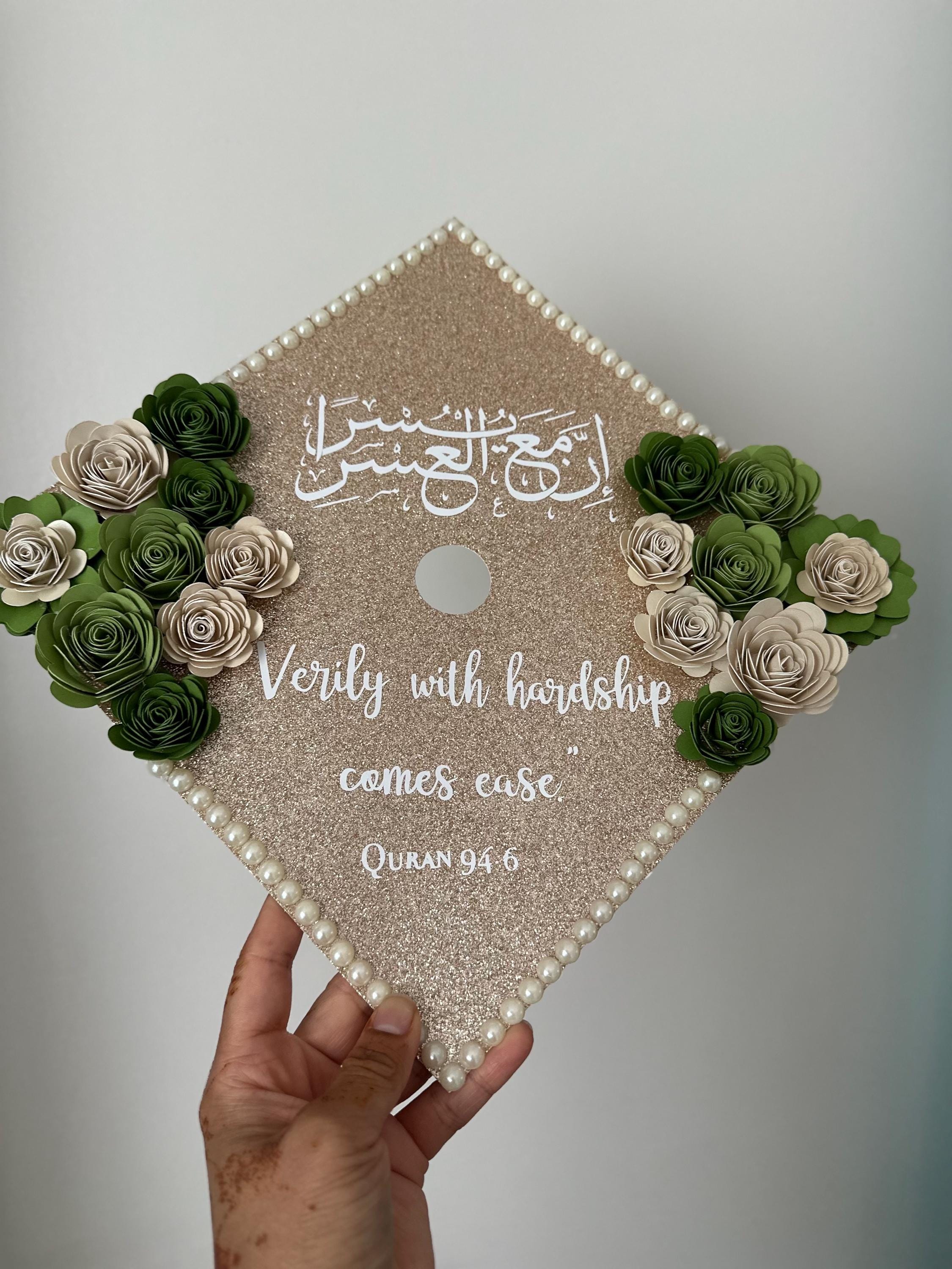 Custom Islamic Graduation Cap Topper: Pearl Border & Floral Design - Etsy