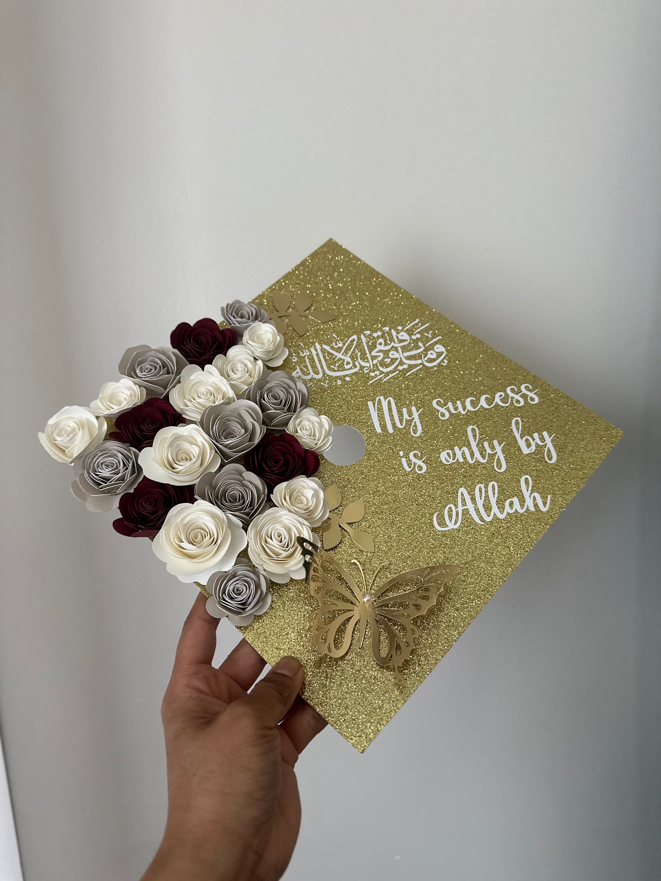 Islamic Graduation Cap Topper: Paper Flowers, Custom Floral Design - Etsy