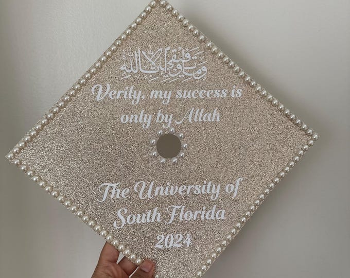 Custom Graduation Cap Topper | Arabic Graduation Cap | Pearl Border Cap ...