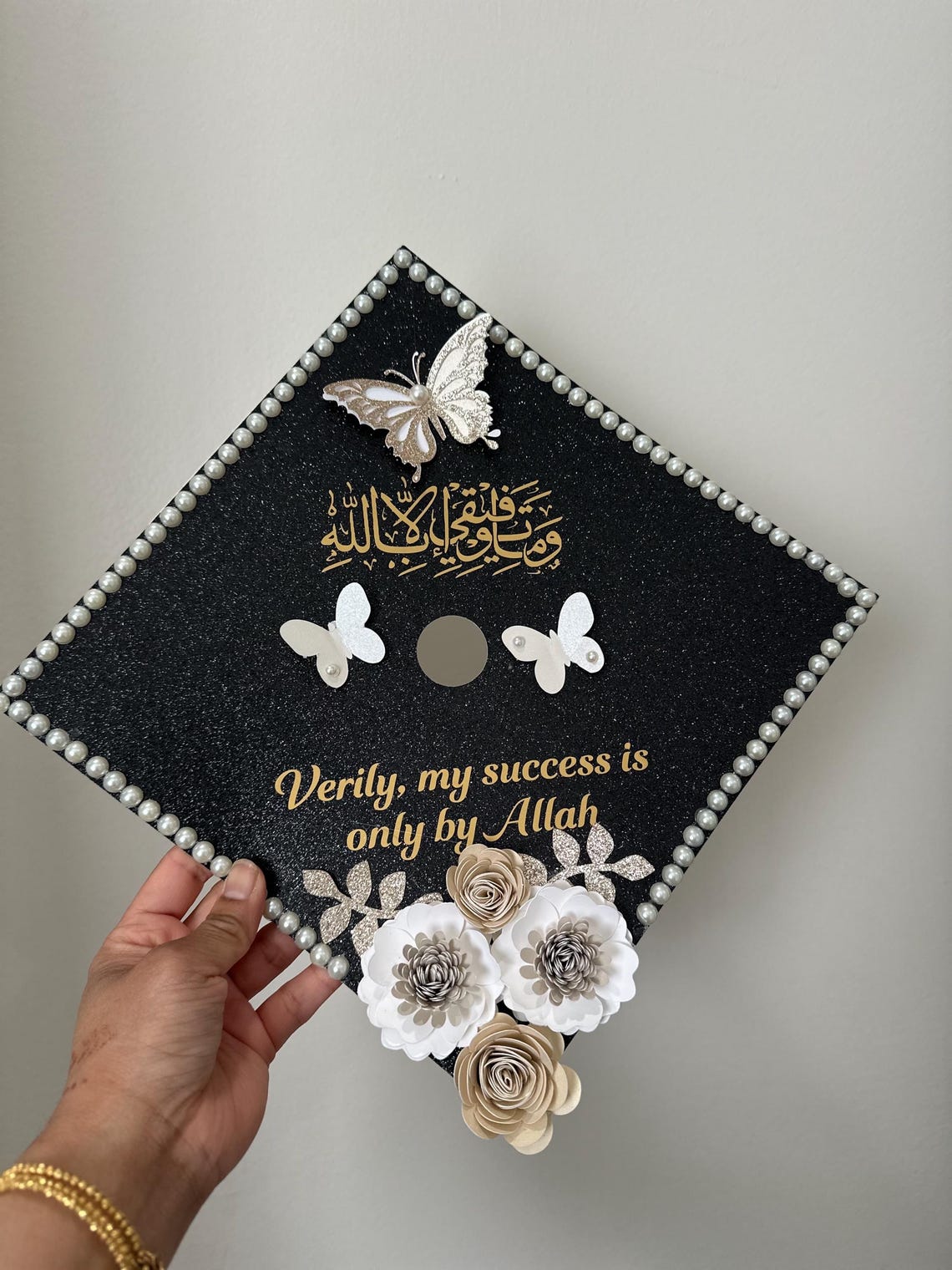 Custom Islamic Graduation Cap Topper: Paper Flowers & Butterflies - Etsy
