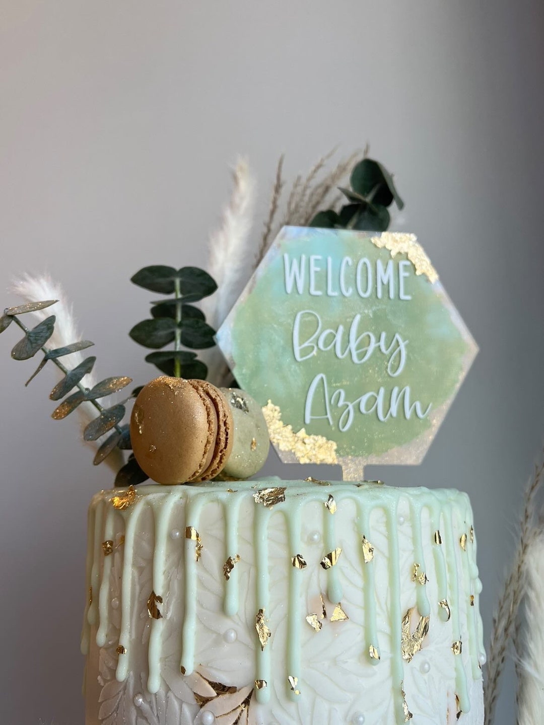 Wedding Acrylic Cake Topper 5 Modern Hexagon Cake Topper Custom Cake ...